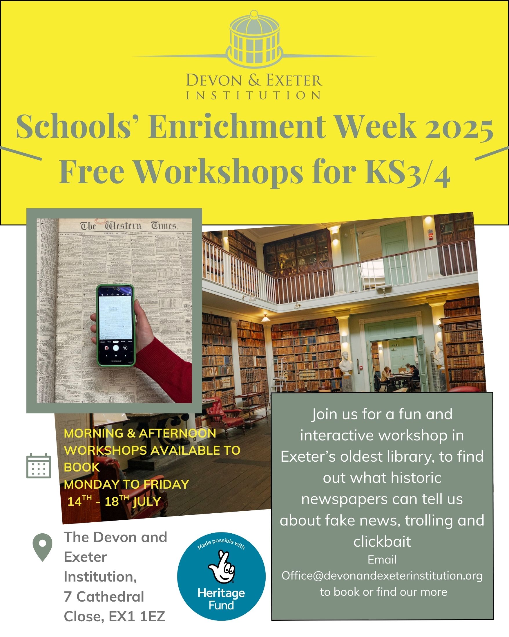 Schools enrichment week - The Devon and Exeter Institution